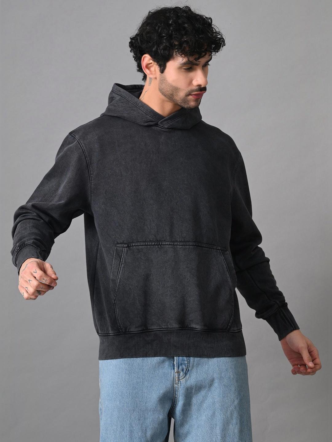 Buy Mast & Harbour Men Overdyed Acid Wash Hooded Sweatshirt ...