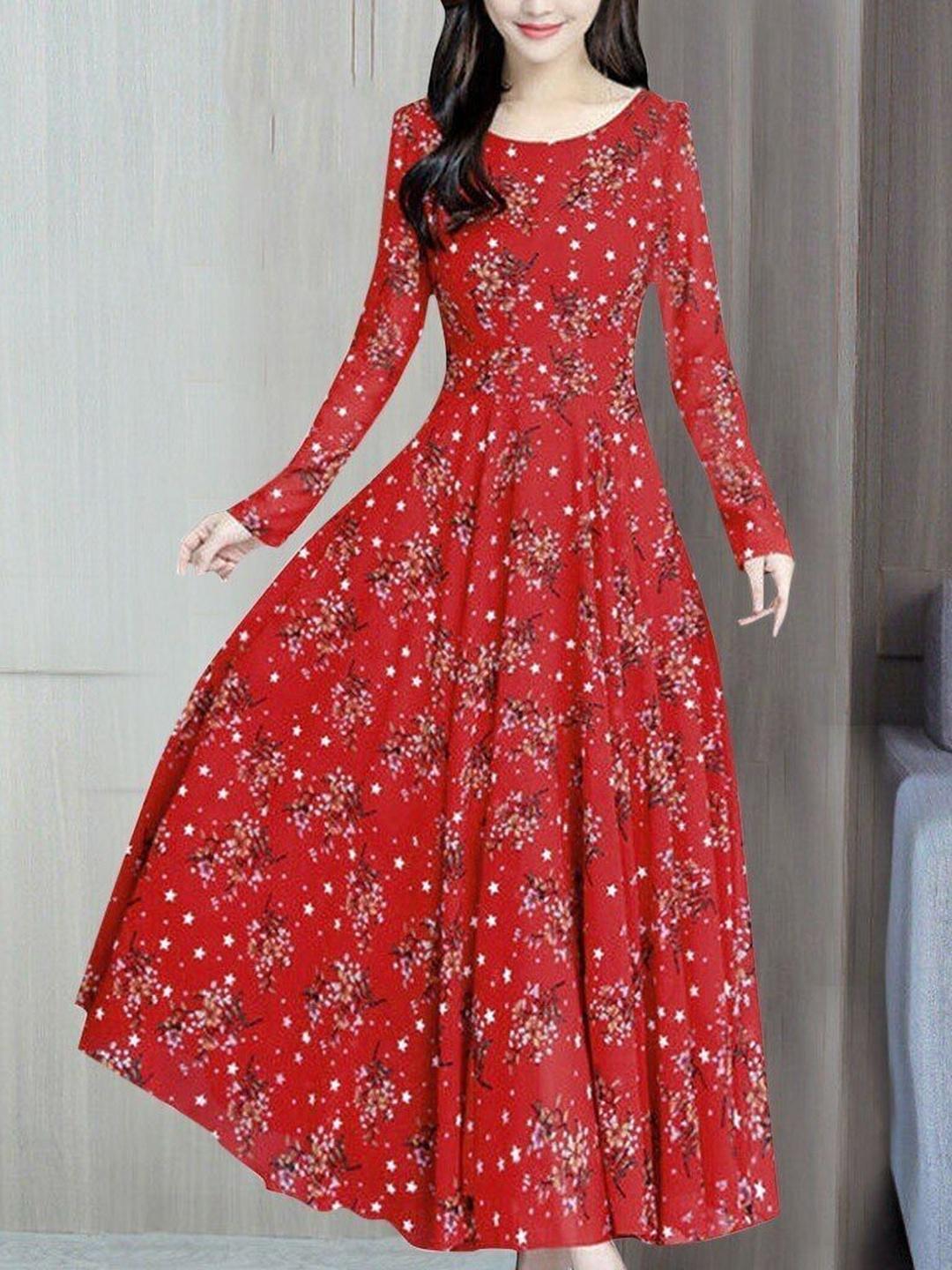 Buy RC NEOEN Floral Print Georgette A Line Maxi Dress - Dresses for ...