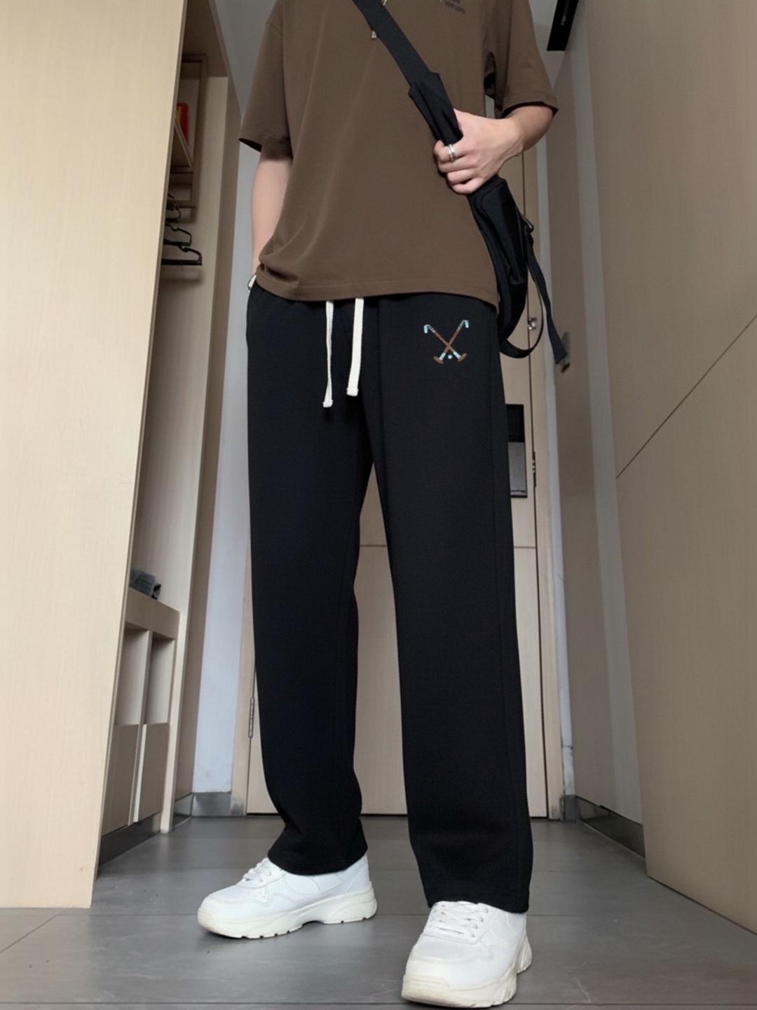 Buy KEHAR Men Embroidered Relaxed Straight Leg Trousers - Trousers for ...
