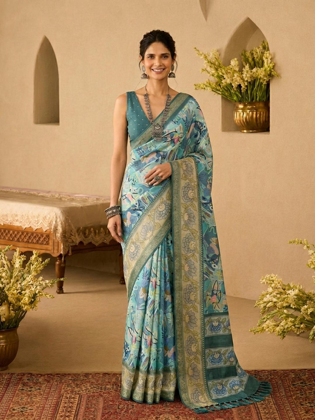 Buy Anouk Floral Handloom Block Print Saree - Sarees for Women 42598209 ...