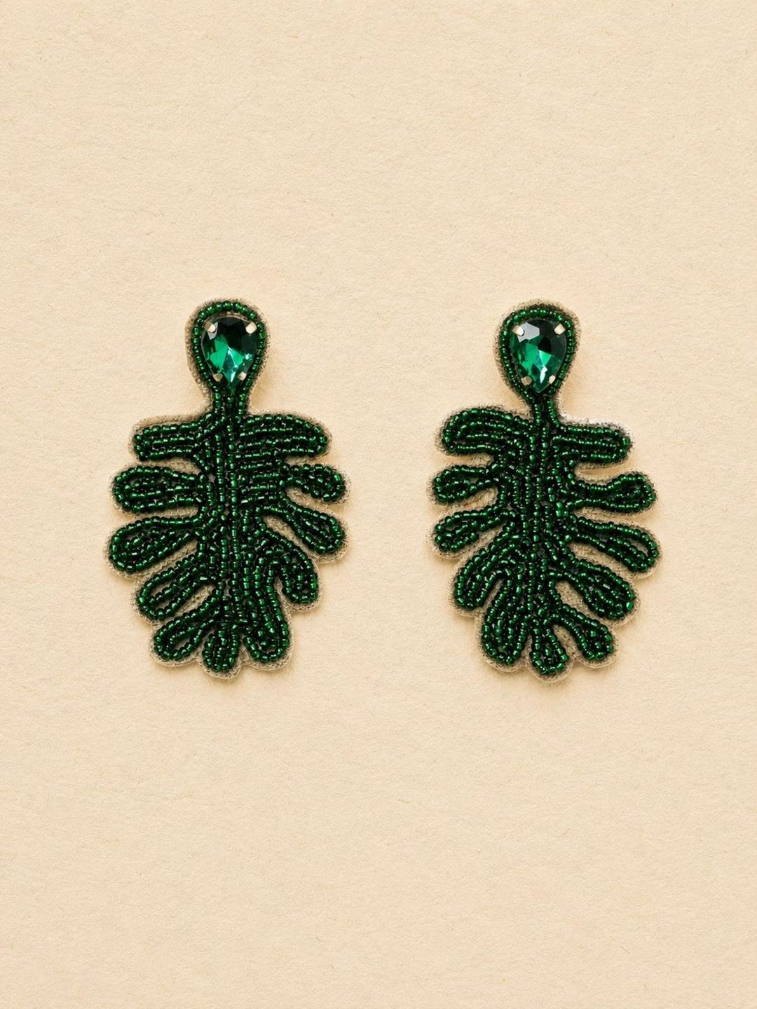 Buy Nandnistudio Leaf Shaped Drop Earrings - Earrings for Women ...