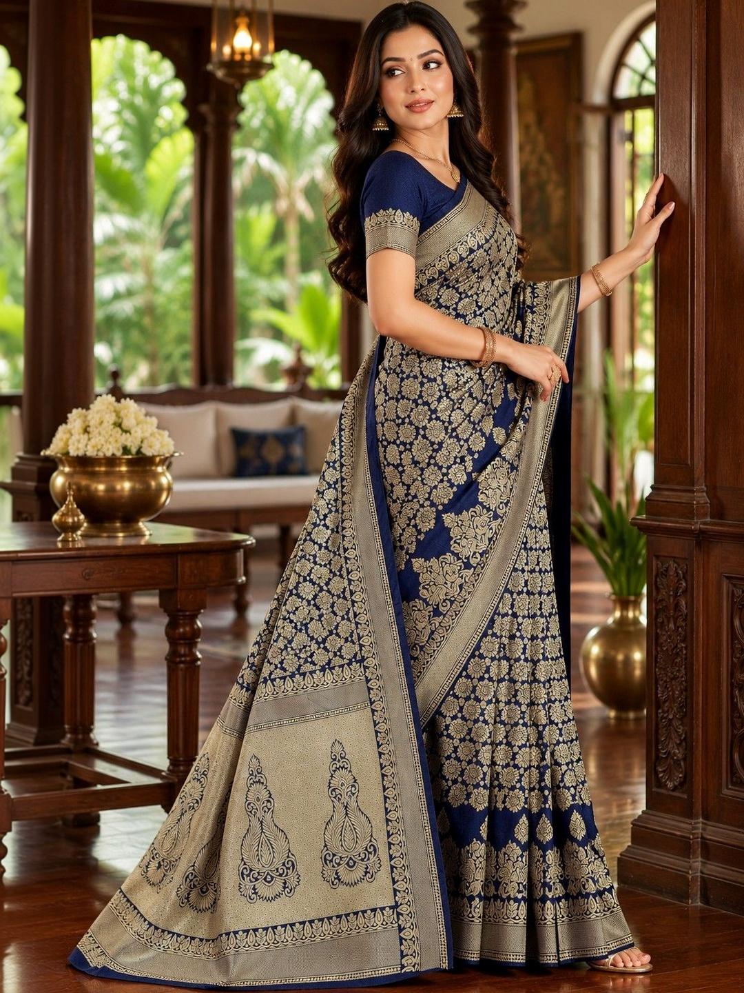Buy Sangria Woven Design Zari Art Silk Kanjeevaram Saree - Sarees for ...