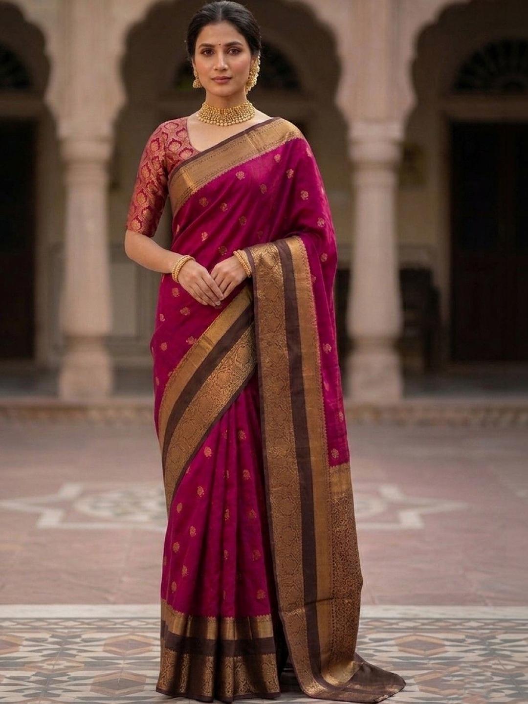 Buy Siddhika Saree's Woven Design Zari Silk Blend Kanjeevaram Saree ...