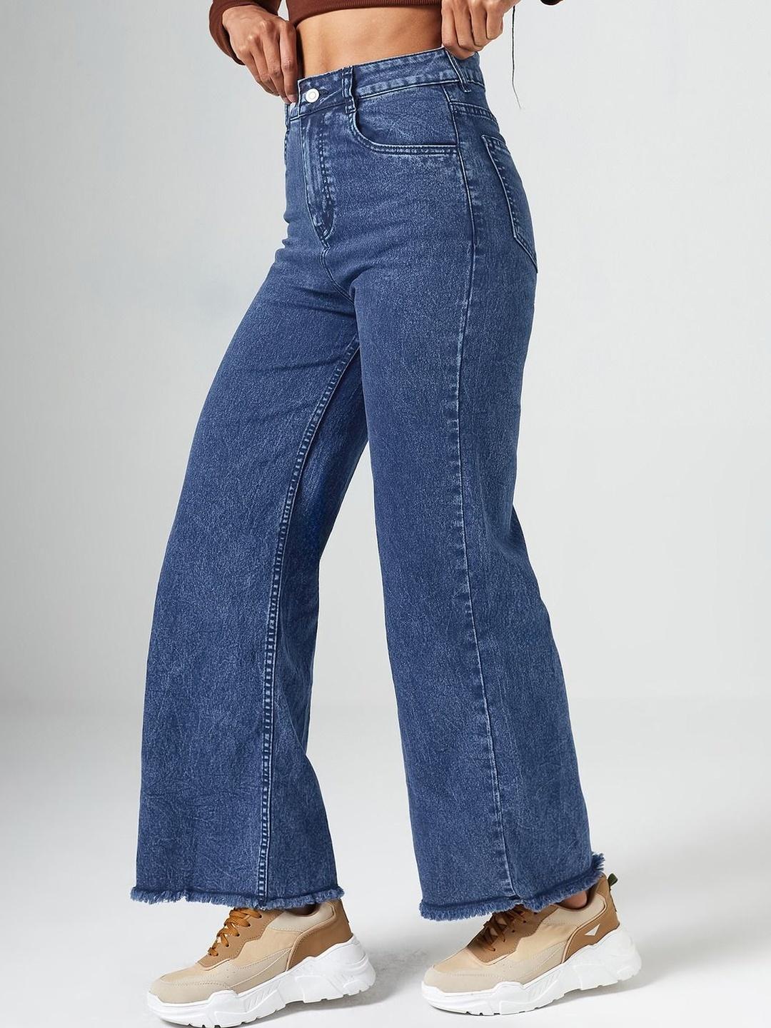 Buy DOLCE CRUDO Women Wide Leg High Rise Light Fade Cuffed Hem ...