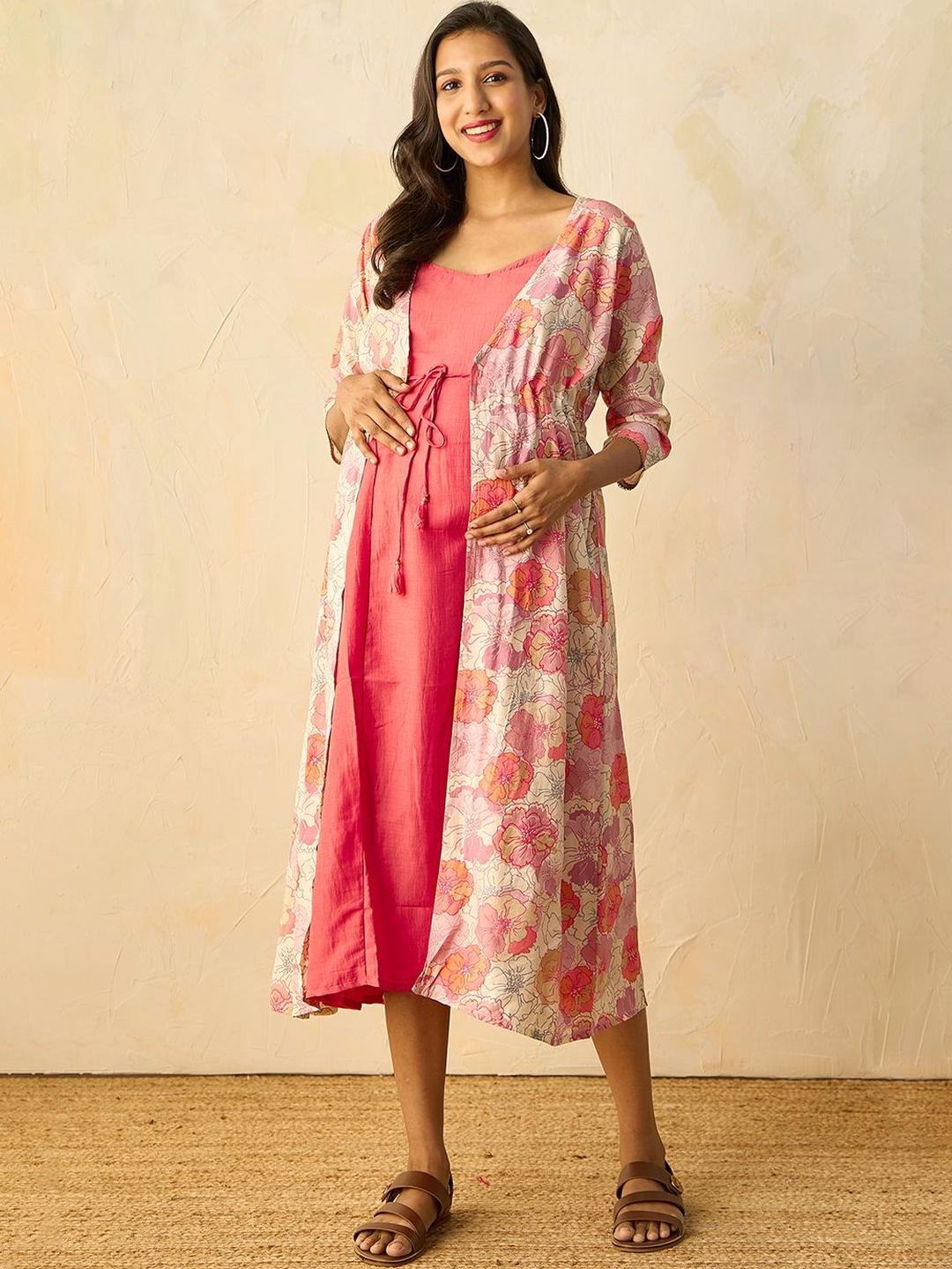 Buy Maybell Floral Print Maternity A Line Midi Dress - Dresses for ...