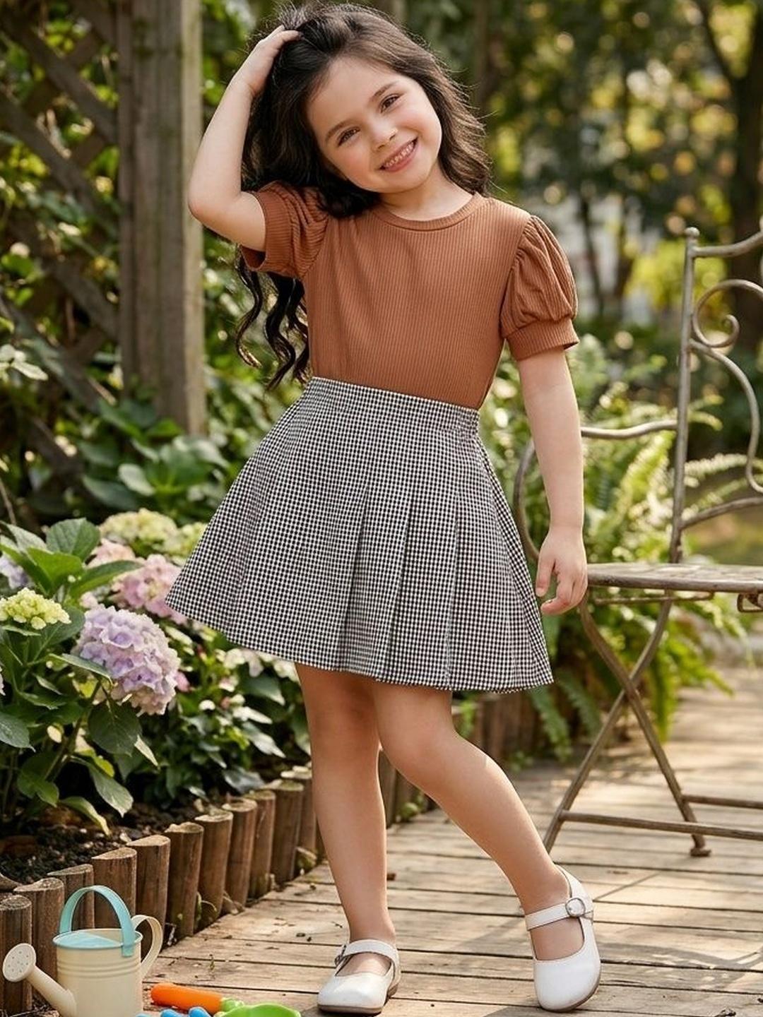 Buy BAESD Checked Puff Sleeve A Line Dress - Dresses for Girls 42835490 ...