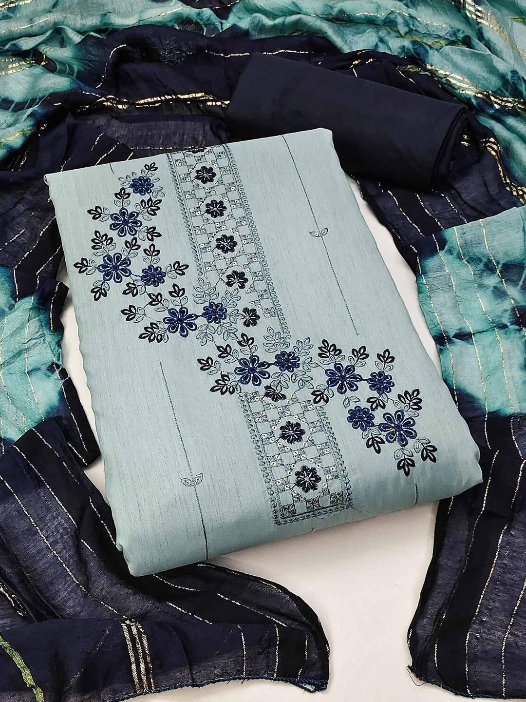 Buy Peachmode Embroidered Unstitched Dress Material - Dress Material ...
