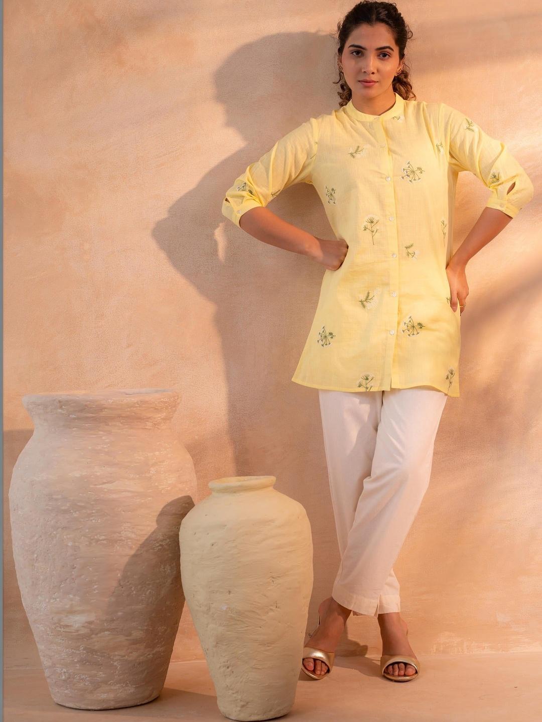 Buy Juniper Mandarin Collar Embroidered Tunic - Tunics for Women ...