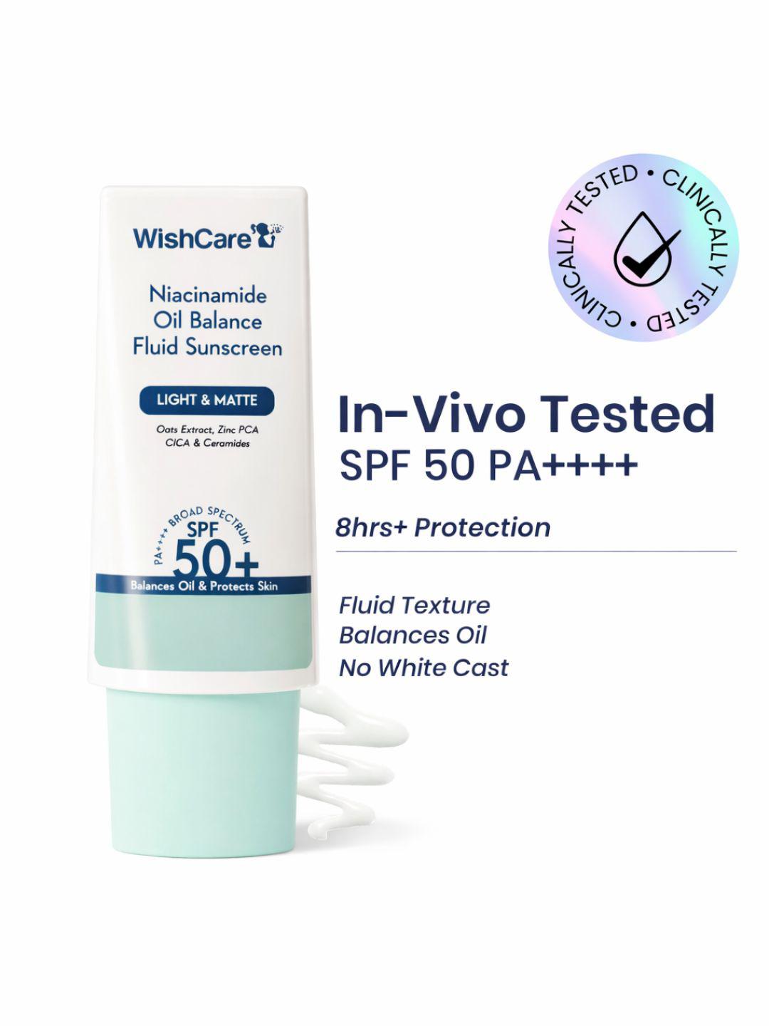 Buy WishCare SPF50 Niacinamide Oil Balance Fluid Sunscreen For Face In ...