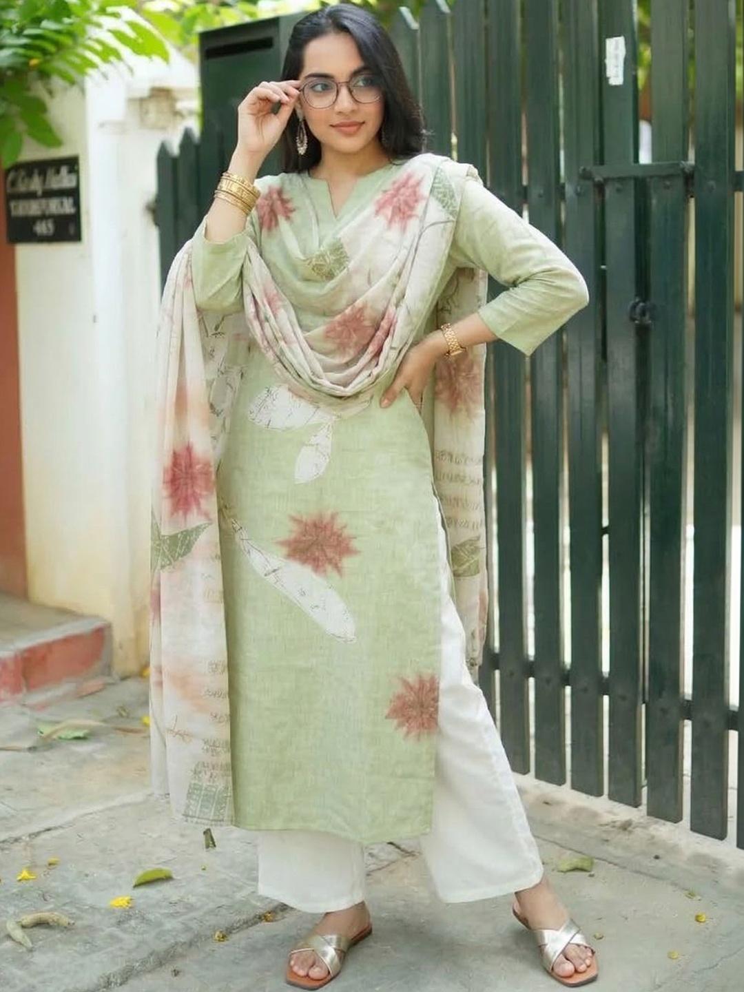 Buy Anouk Rustic Women Floral Printed Regular Kurta With Palazzos ...