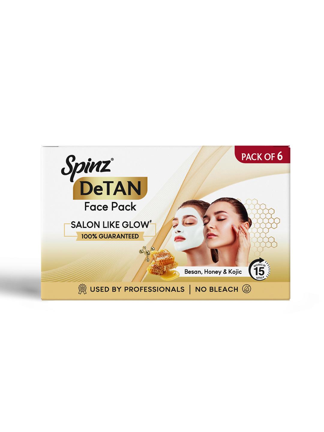 Buy Spinz Kojic + Besan & Honey Tan Removal Cream DeTan Face Pack 12g X ...