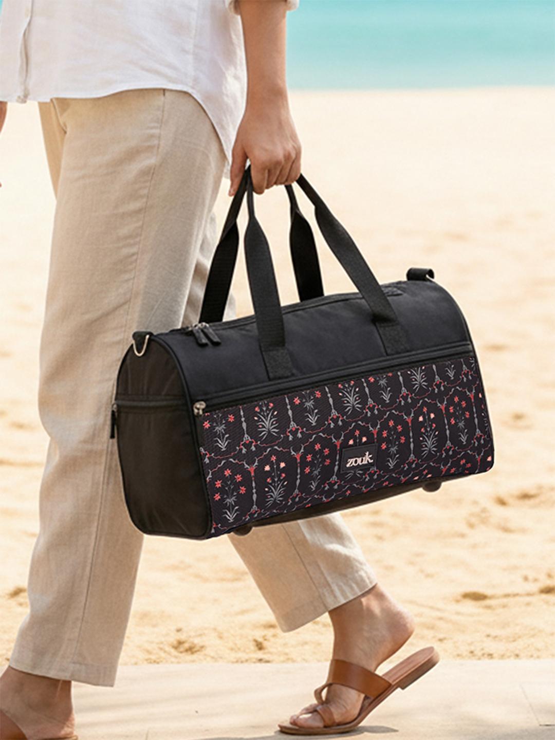Buy ZOUK Unisex Floral Printed Duffel Bag With Detachable Shoulder ...