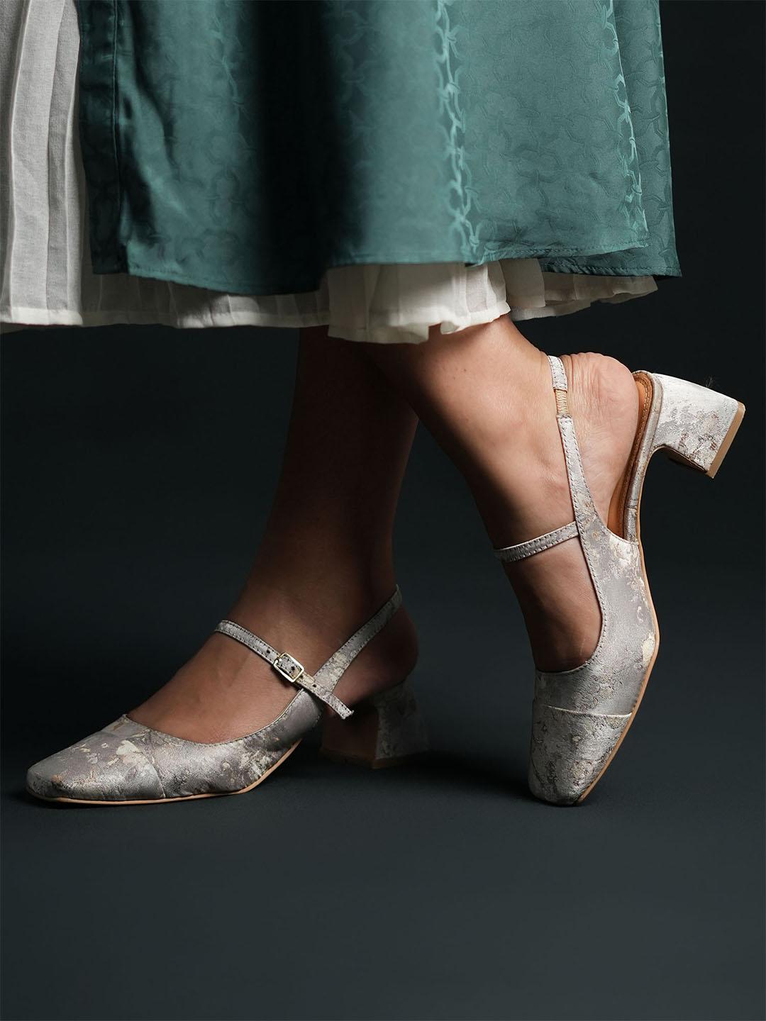 Buy Theater Women Twiggy Diamond Trap Mary Jane Slingback Block Heels ...