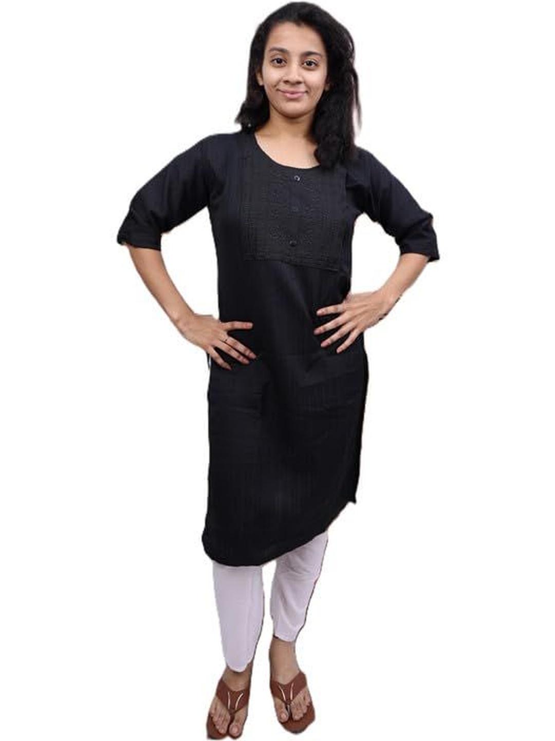 Buy Pickcell Women Cotton Three Quarter Sleeves Kurta - Kurtas for ...