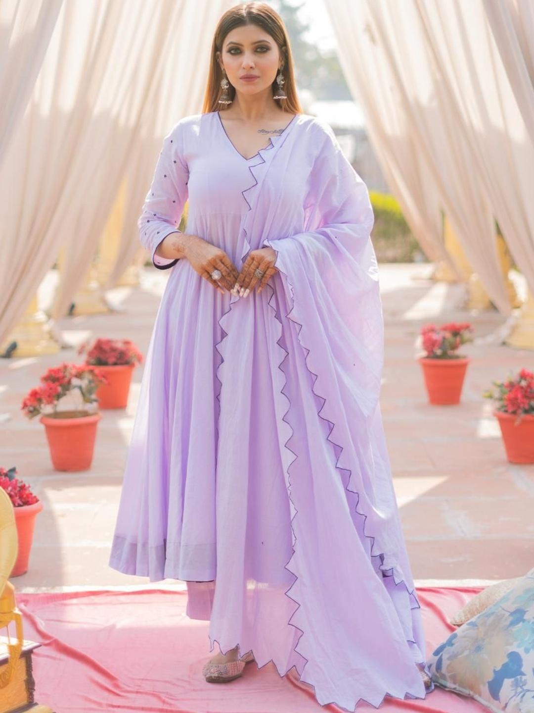 Buy Mayurie Women Regular Thread Work Pure Cotton Kurta With Trousers ...