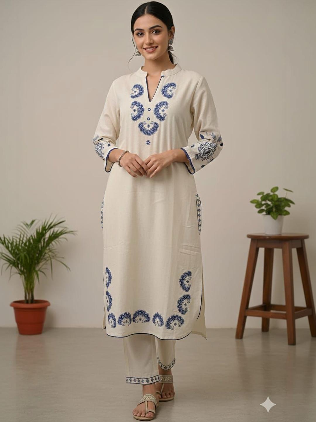 Buy FAISAL GARMENT Women Ethnic Motifs Embroidered Regular Thread Work ...