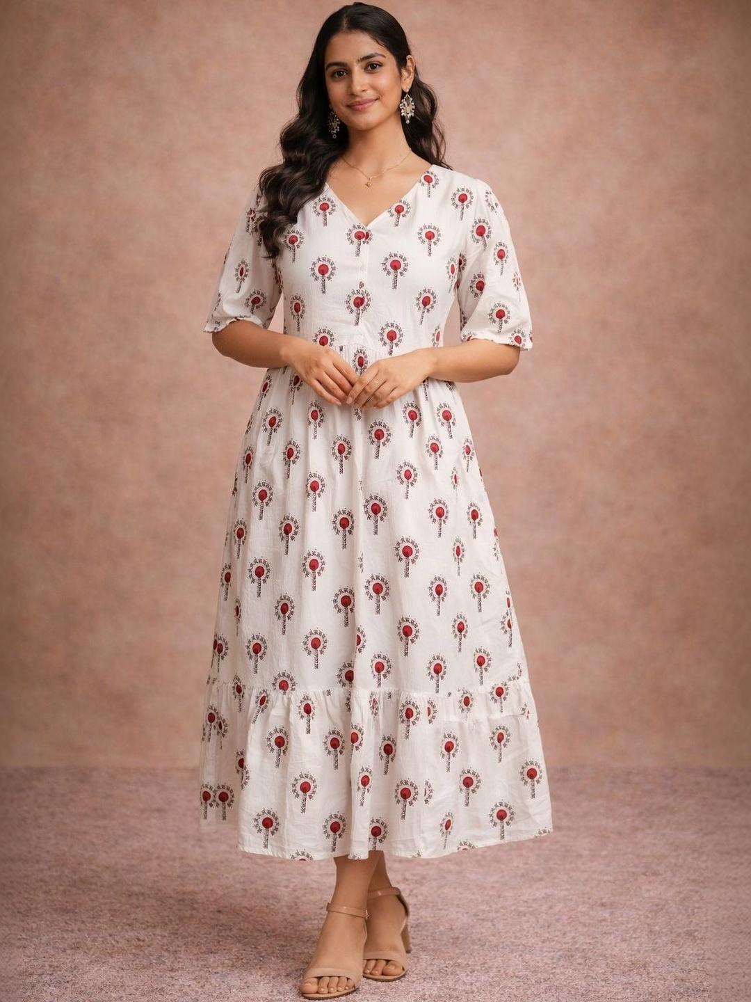 Buy All About You Ethnic Motifs Print A Line Midi Dress - Dresses for ...