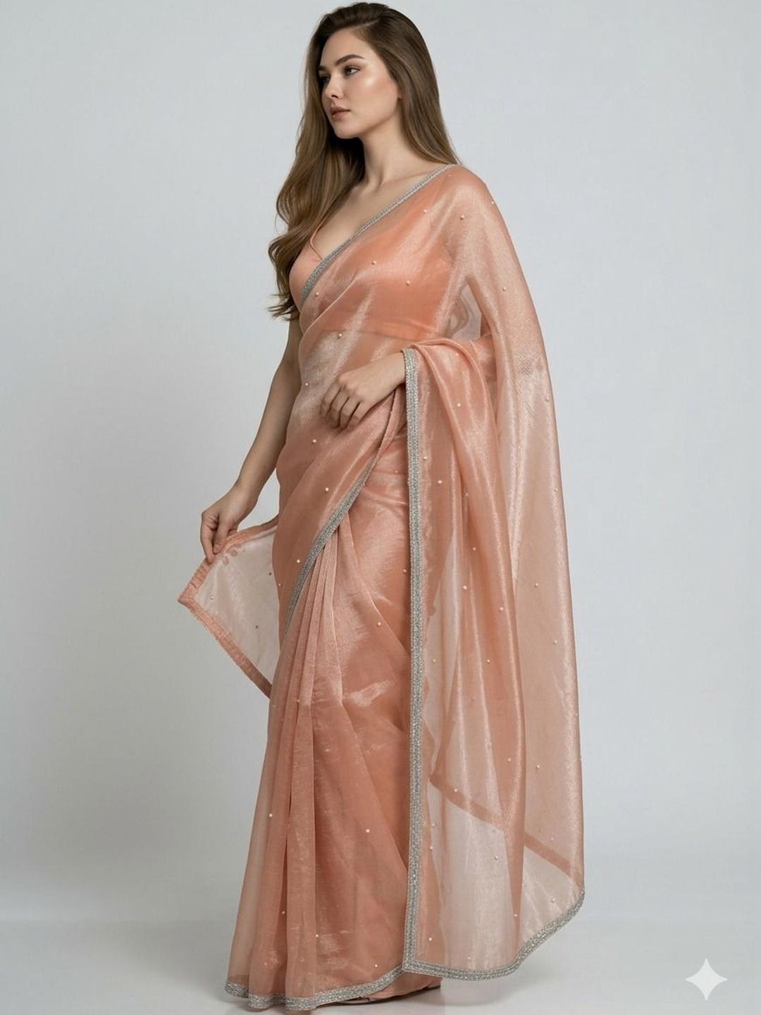 Buy ELITERATI FASHION Embellished Beads And Stones Net Designer Saree ...