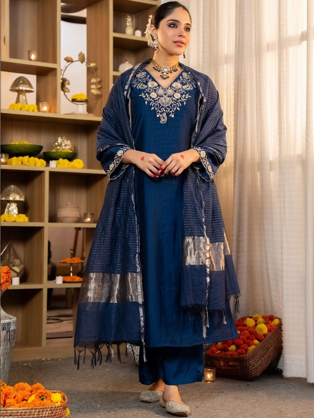 Buy Anouk Rustic Women Ethnic Motifs Embroidered Regular Thread Work ...