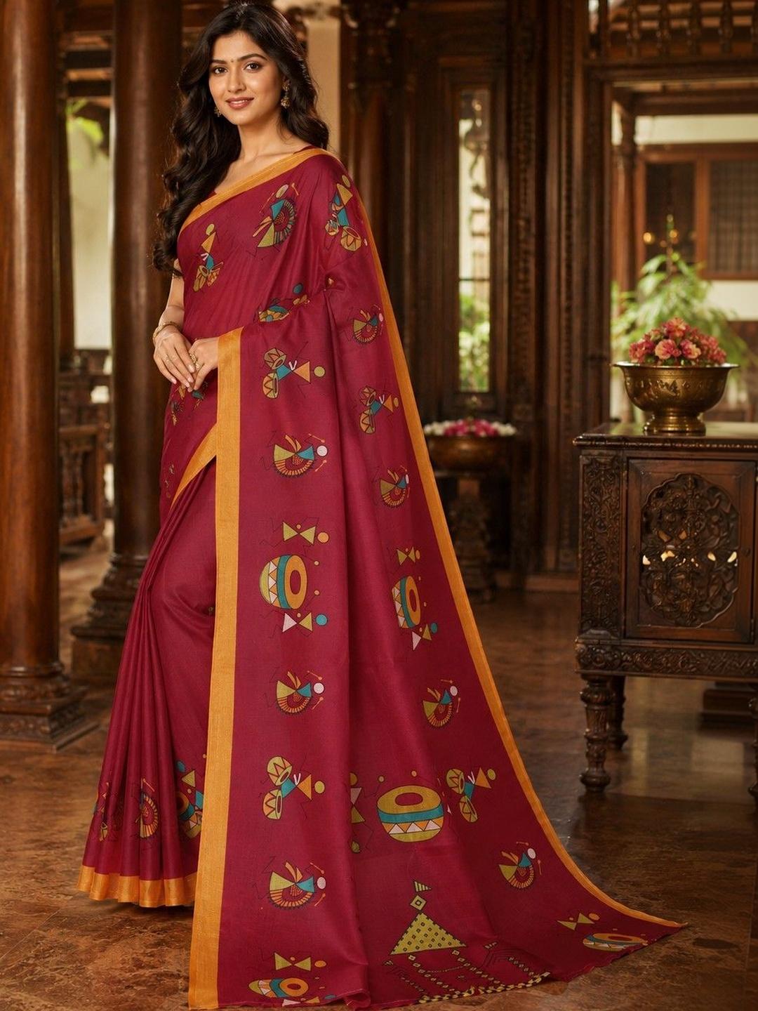 Buy SZN Warli Art Silk Saree - Sarees for Women 42232974 | Myntra