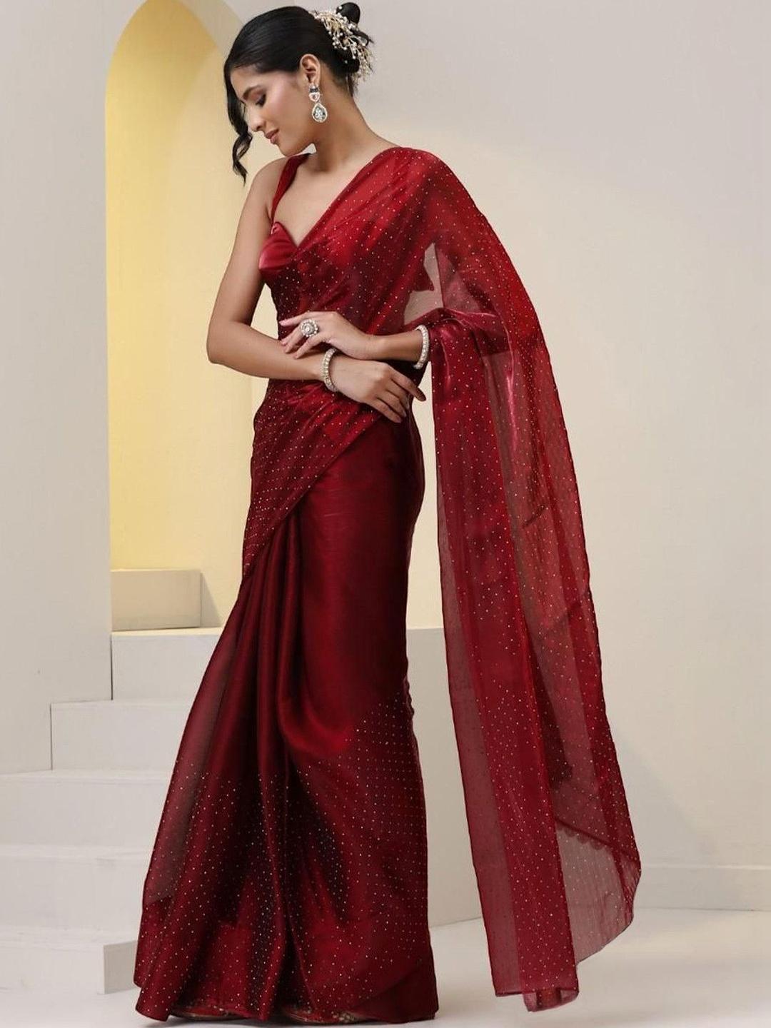 Buy KALINI Embellished Beads And Stones Heavy Work Saree - Sarees for ...