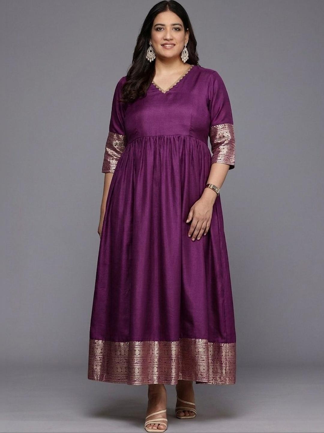 Buy A PLUS BY AHALYAA Embellished V Neck A Line Ethnic Dresses - Ethnic ...
