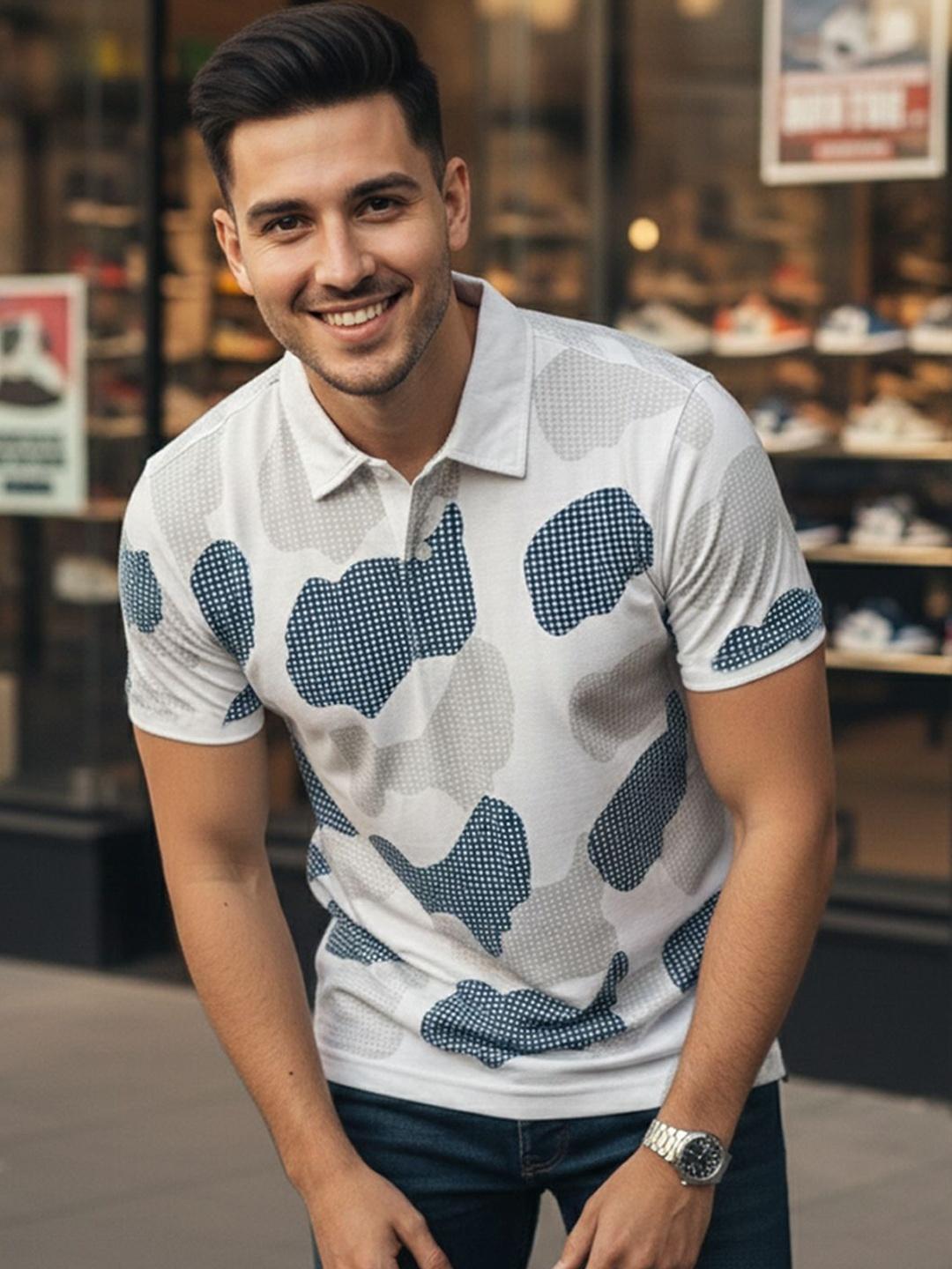 Buy HERE&NOW Men Printed Polo Collar T Shirt - Tshirts for Men 42543012 ...