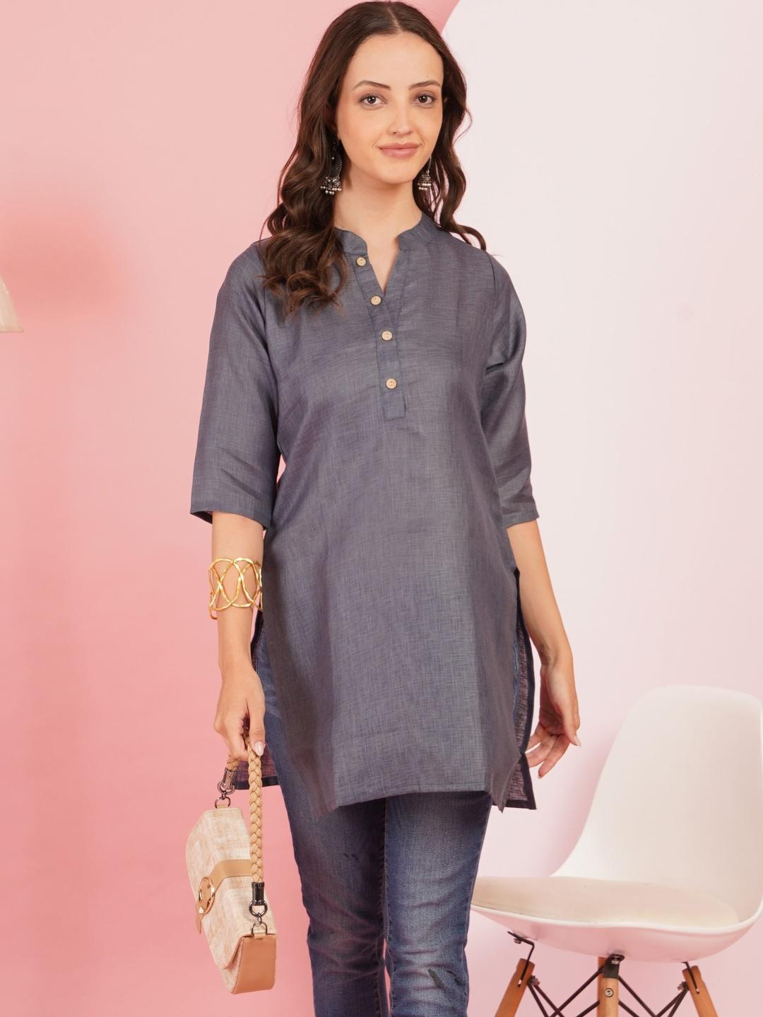 Buy Brownverse Linen Blend Kurti - Kurtis for Women 42645613 | Myntra