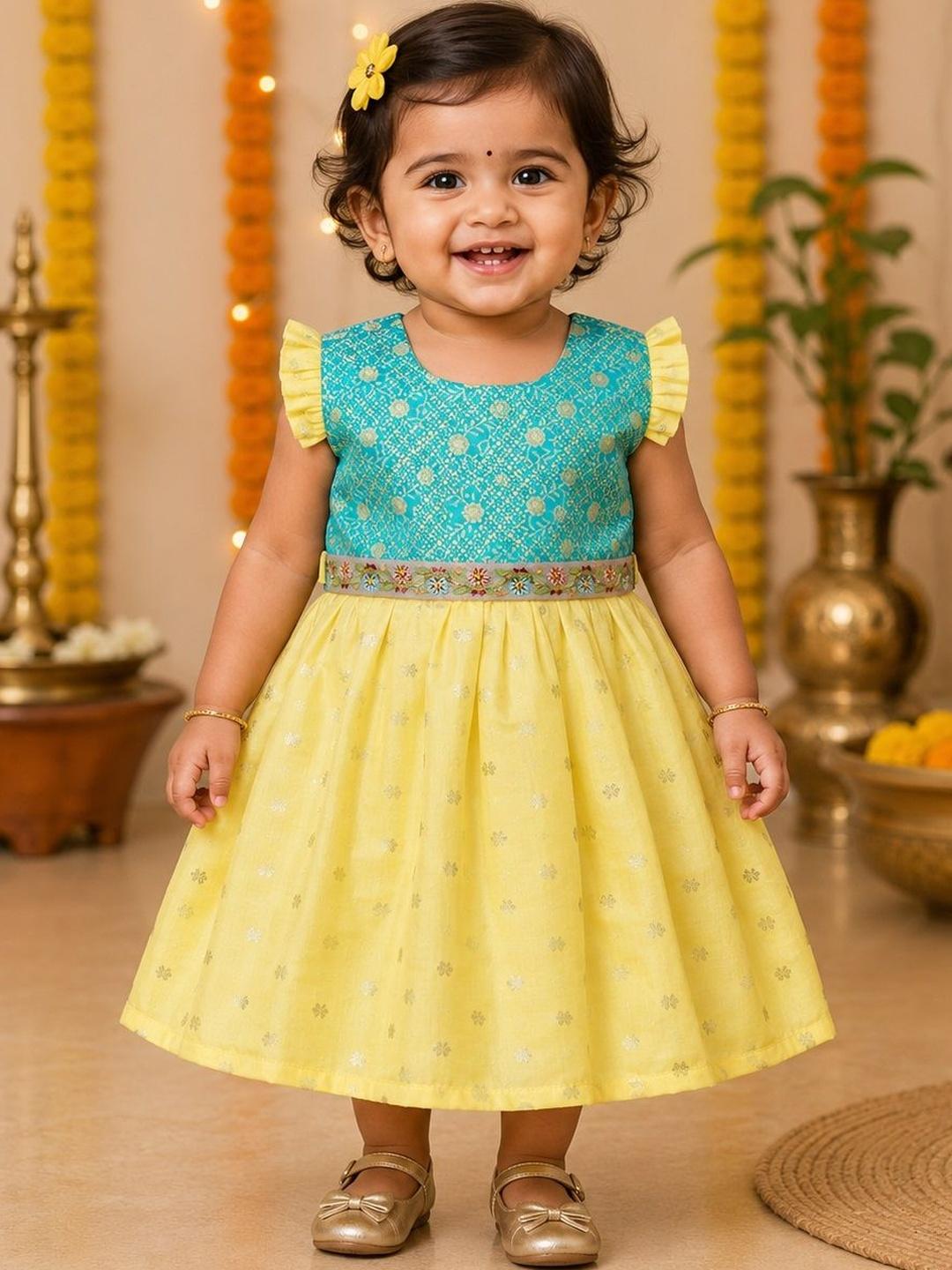 Buy BAESD Floral Print Flutter Sleeve A Line Dress - Dresses for Girls ...