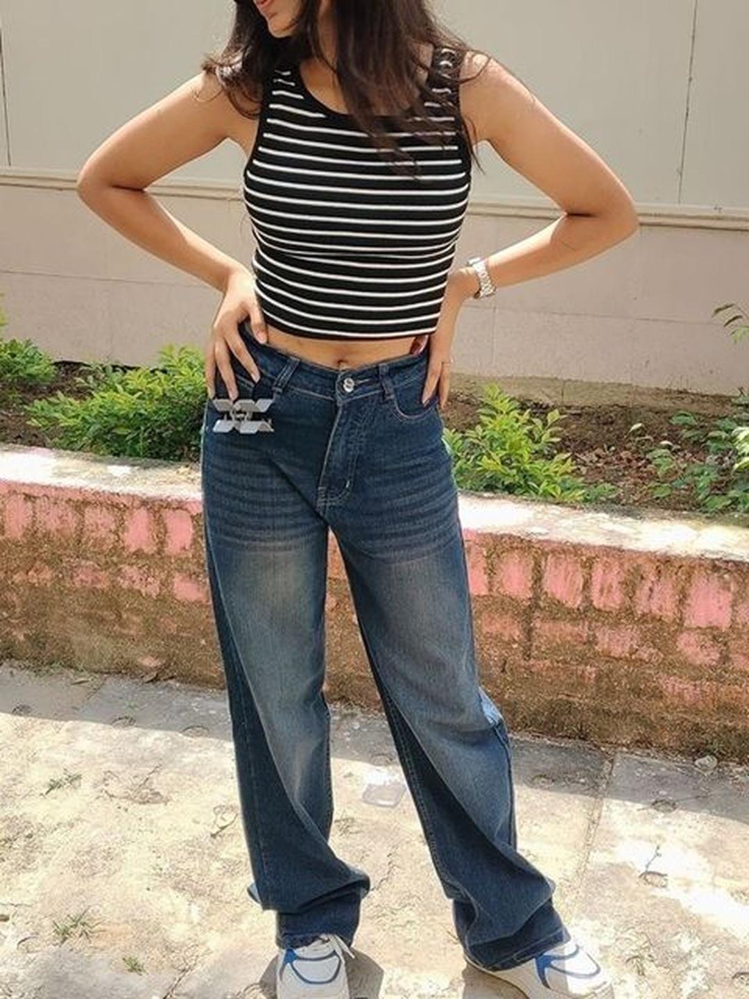 Buy Aadvi Fashion Women Comfort Wide Leg High Rise Light Fade Acid Wash ...