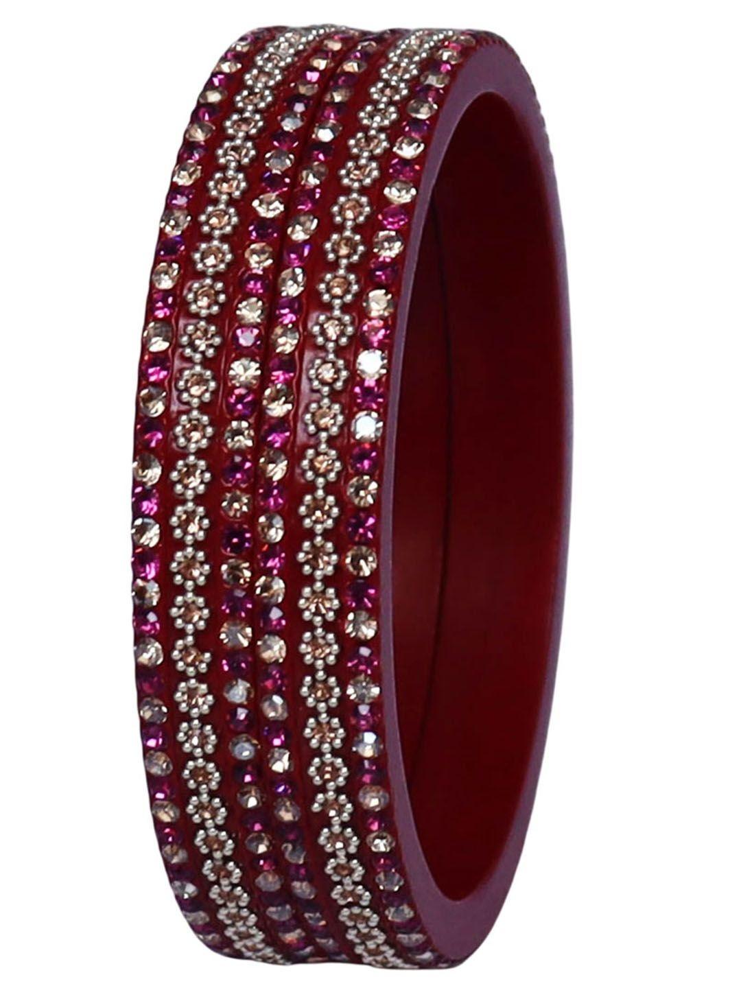 Buy TAJ BRIDAL STORE Set Of 2 Stone Studded & Beaded Bangles - Bangle ...