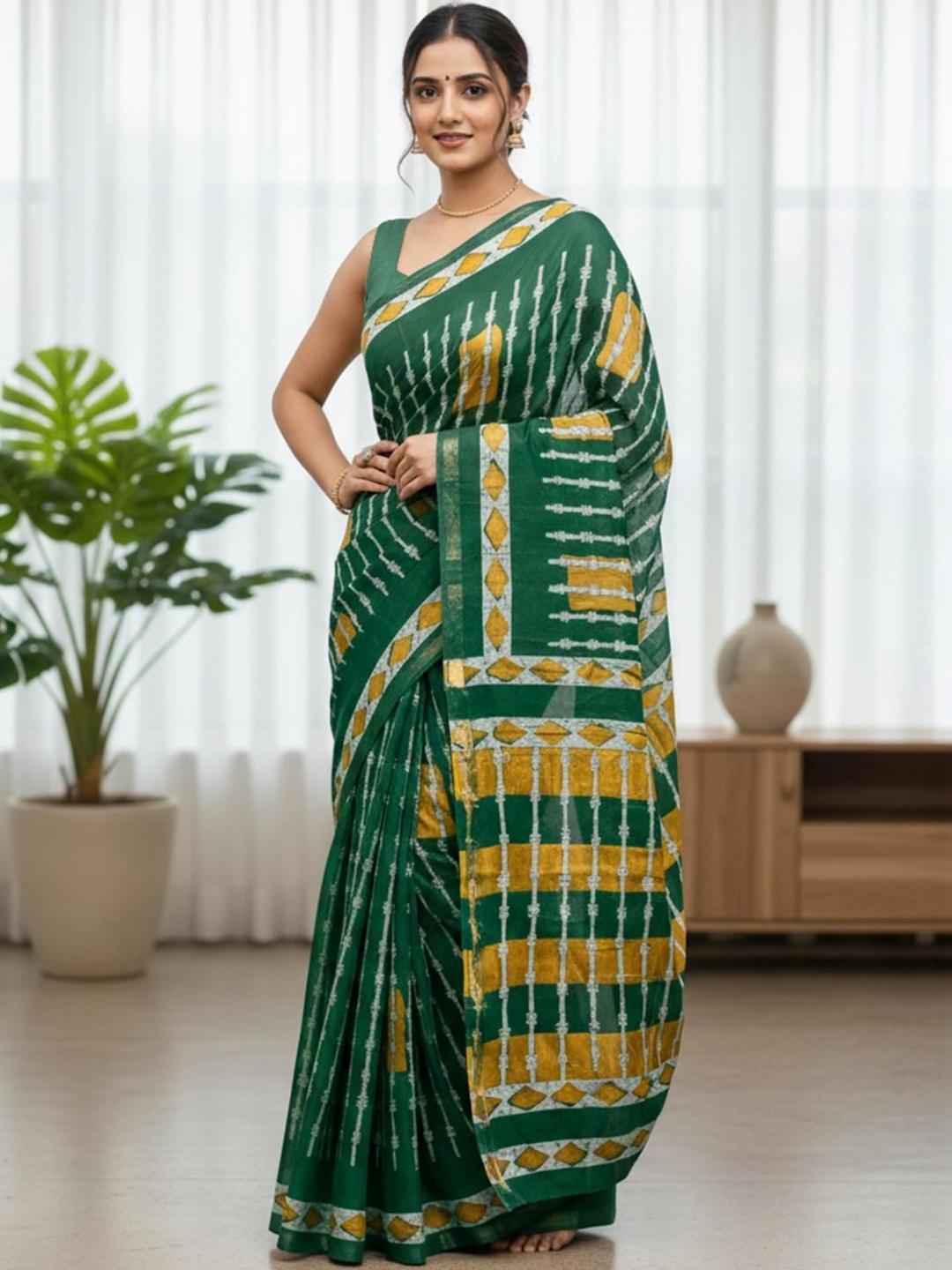 Buy Mitera Pure Cotton Bagru Saree - Sarees for Women 41926030 | Myntra