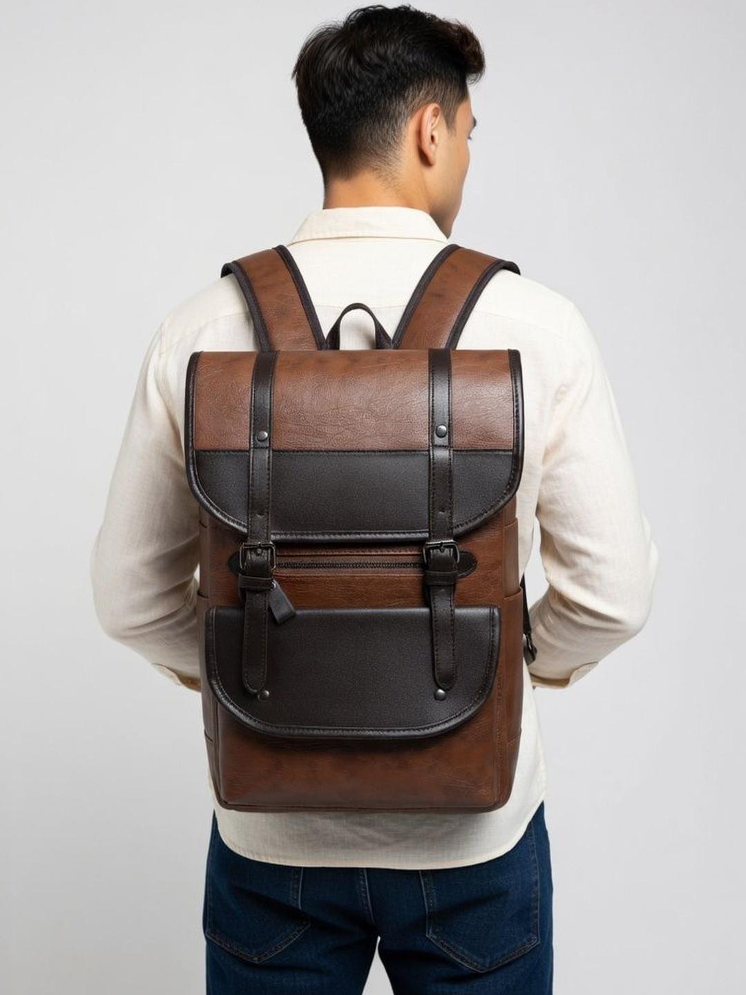 Buy Mast & Harbour Men Khaki Medium Solid Backpack - Backpacks for Men ...