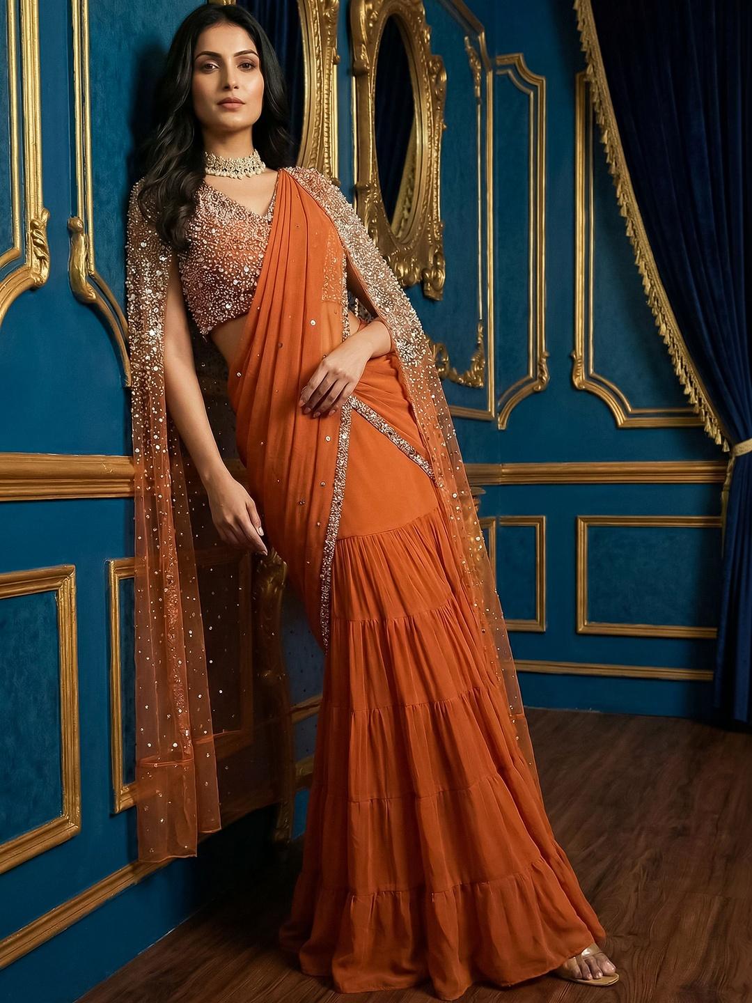 Buy Studio Crochet Embellished Sequinned Heavy Work Saree - Sarees for ...