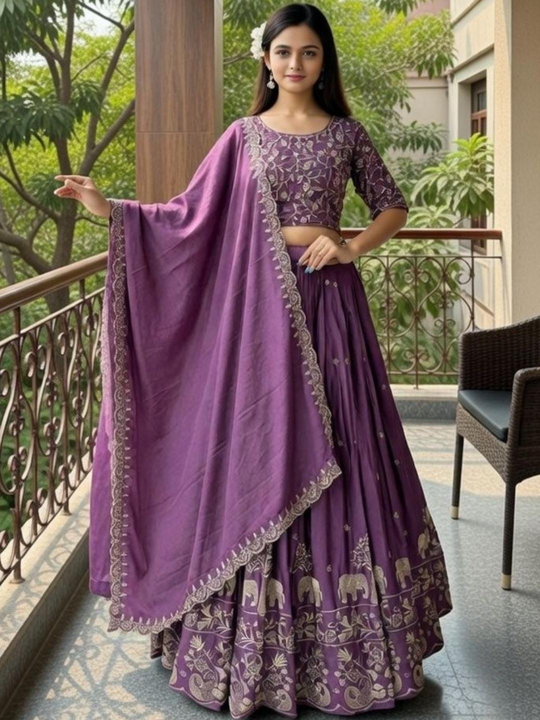 Buy Closin Girls Embroidered Thread Work Ready To Wear Lehenga & Blouse ...