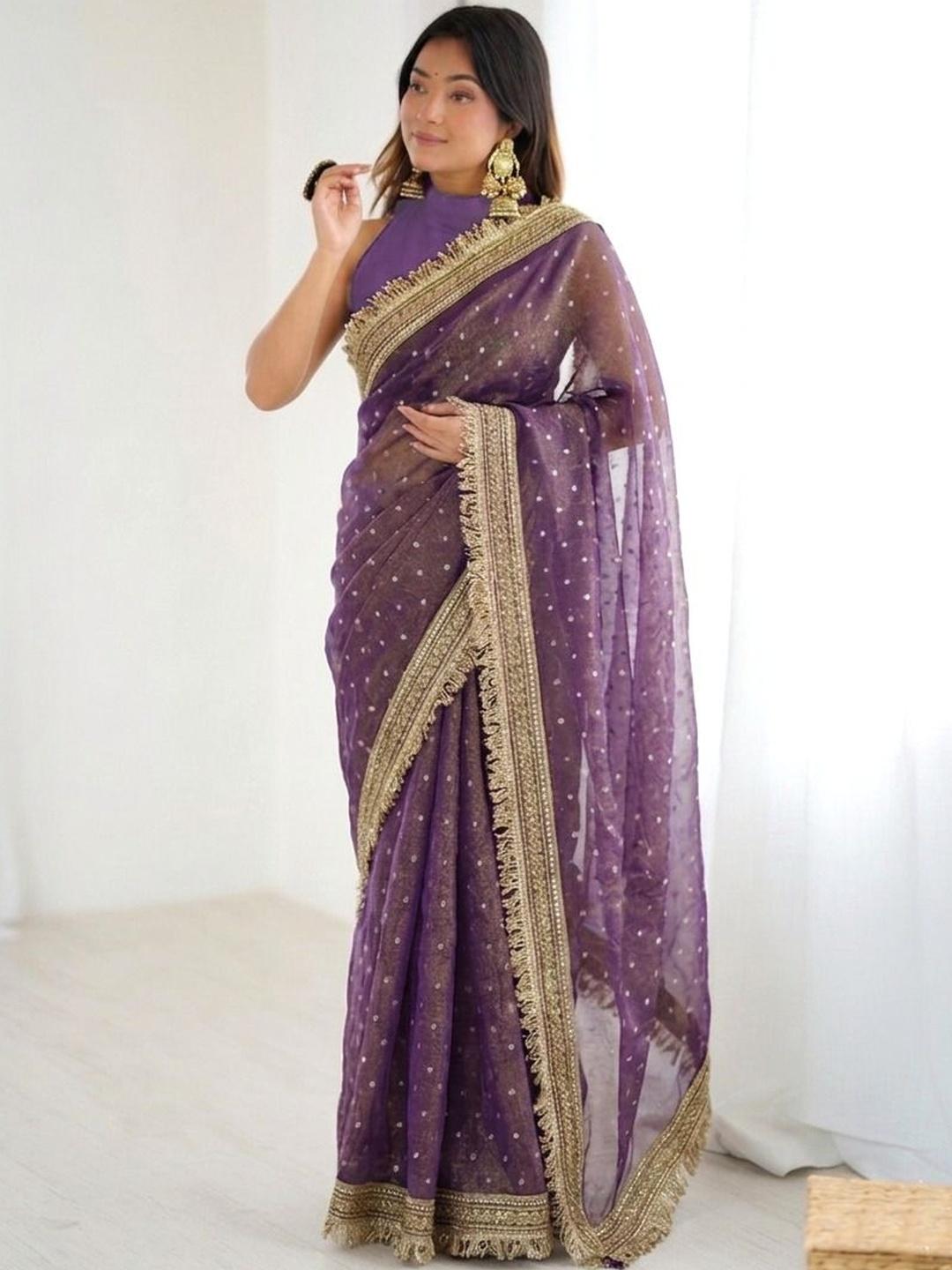 Buy Anouk Embellished Zari Satin Heavy Work Saree - Sarees for Women ...