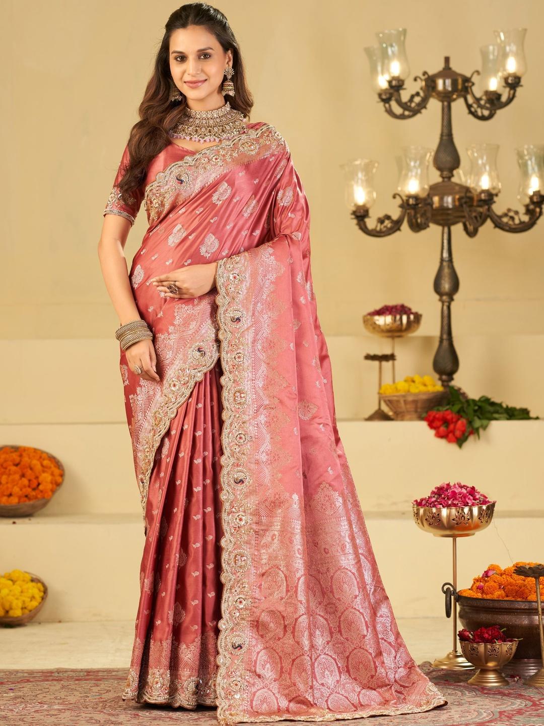 Buy ALMAARI FASHION Ethnic Motifs Embroidered Art Silk Heavy Work ...