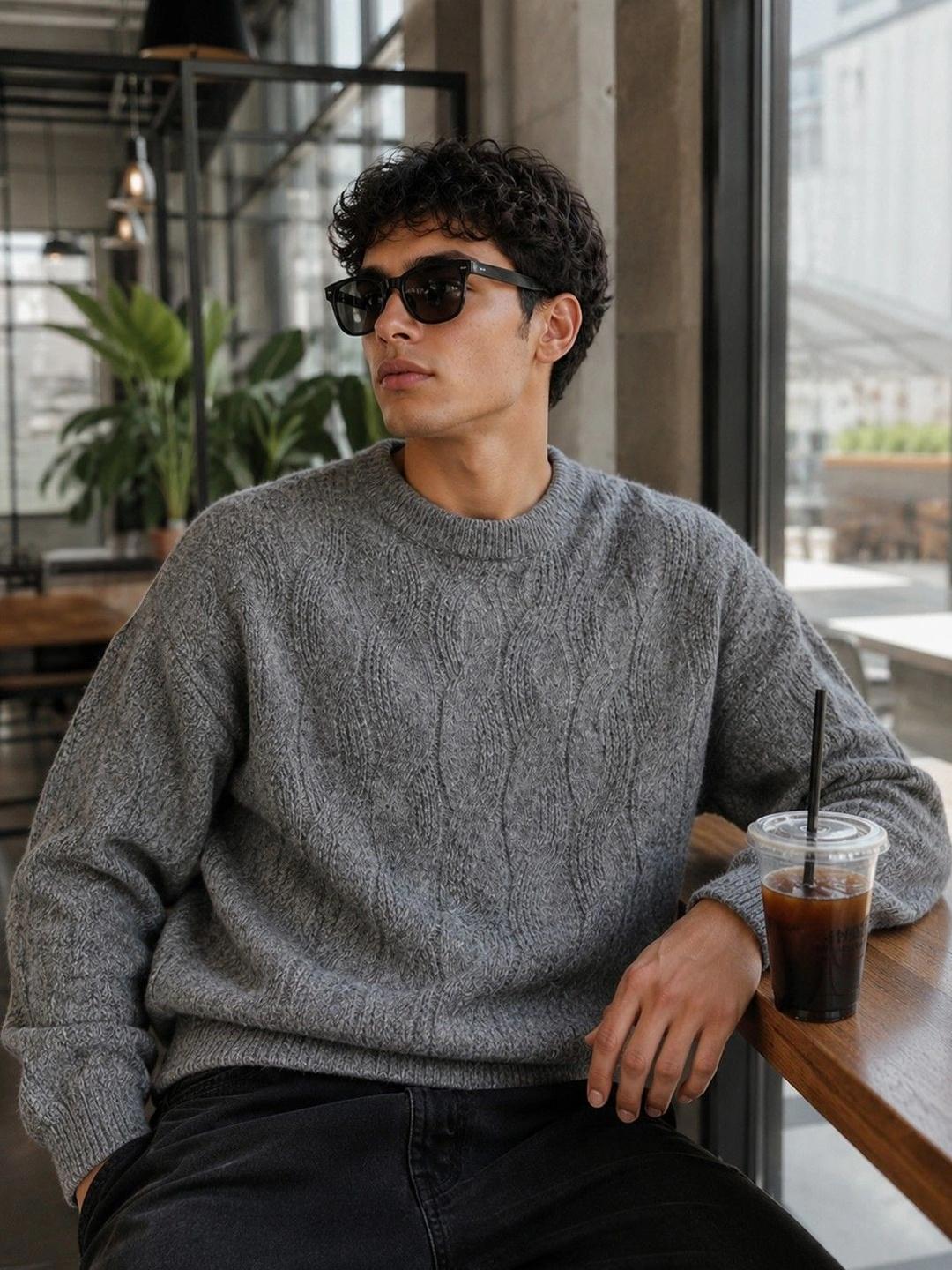 Buy Suo Men Cable Knit Pullover - Sweaters for Men 45873538 | Myntra