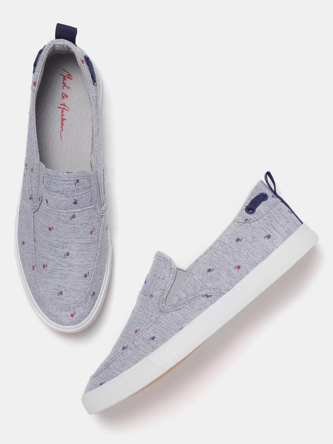 Buy Mast & Harbour Men Blue & Off White Printed Slip On Sneakers ...