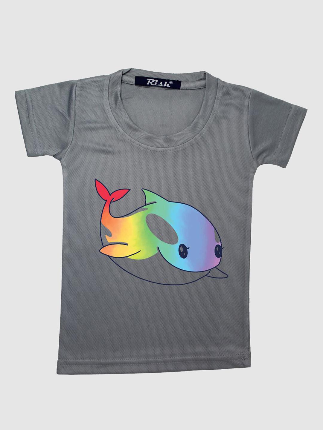 Buy RISH Kids Grey Printed Oversized T Shirt - Tshirts for Unisex Kids ...
