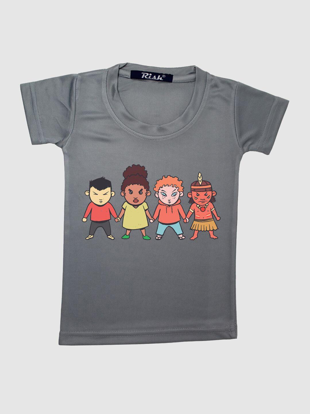 Buy RISH Boys Grey Printed Oversized T Shirt - Tshirts for Boys ...