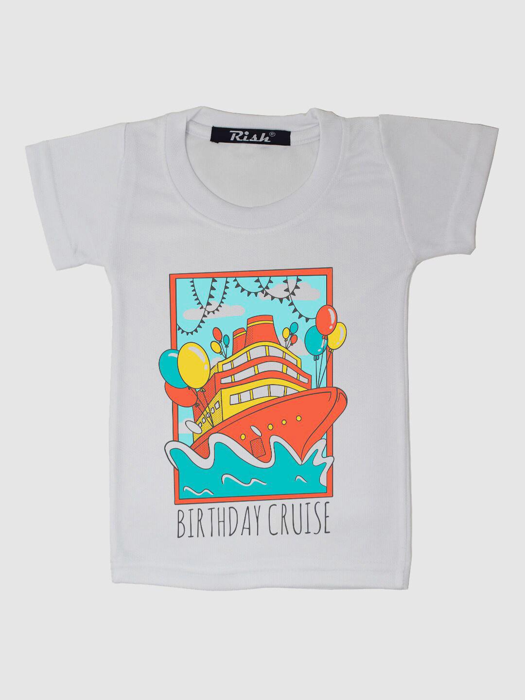 Buy RISH Boys White & Blue Graphic Printed Oversized T Shirt - Tshirts ...