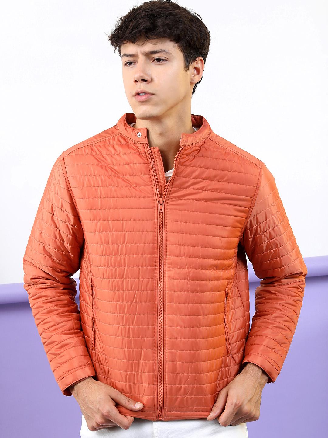 Buy HIGHLANDER Men Rust Striped Padded Jacket - Jackets for Men ...