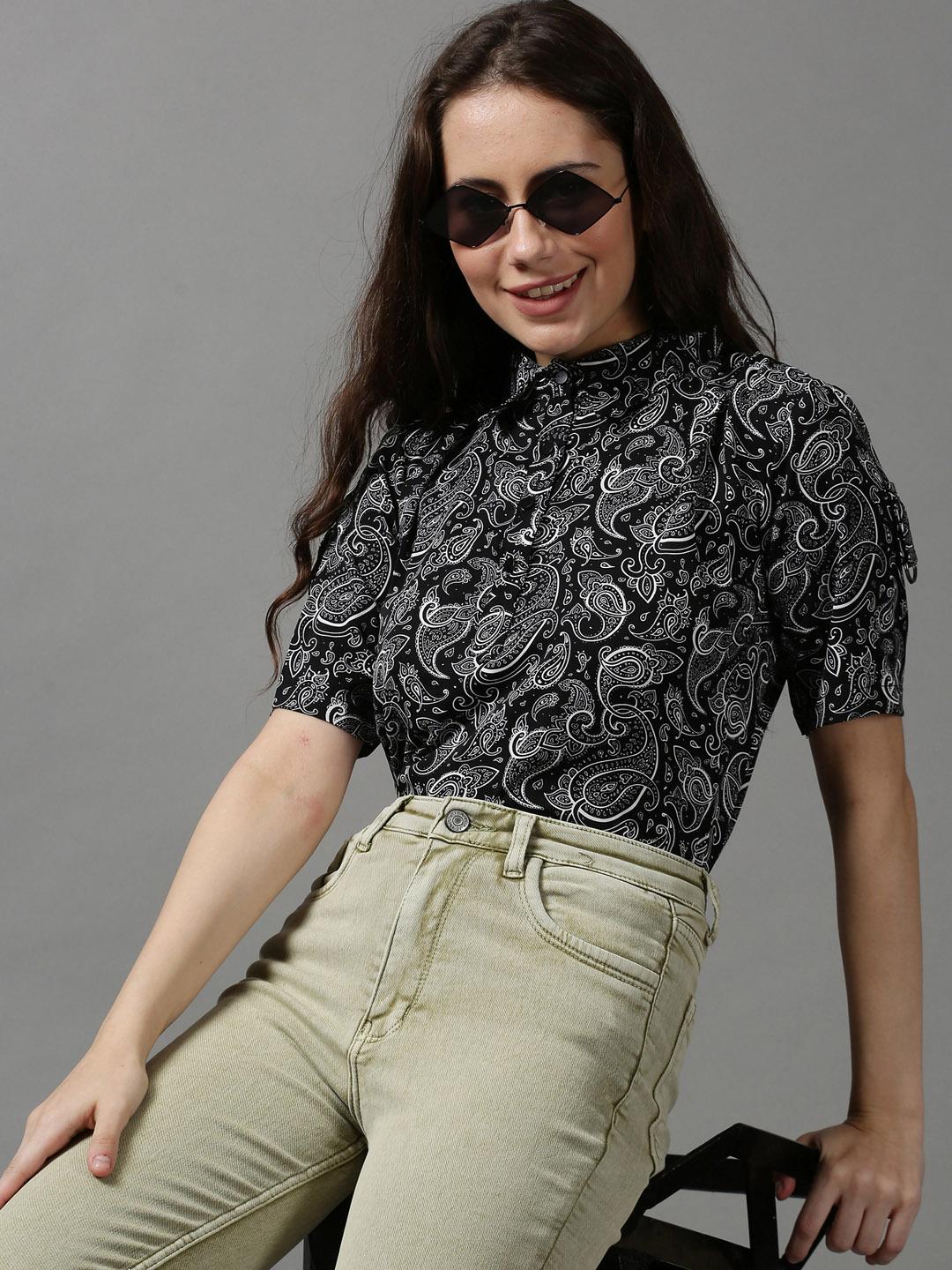 Buy SHOWOFF Black Ethnic Printed Crepe Top - Tops for Women 20317520 ...
