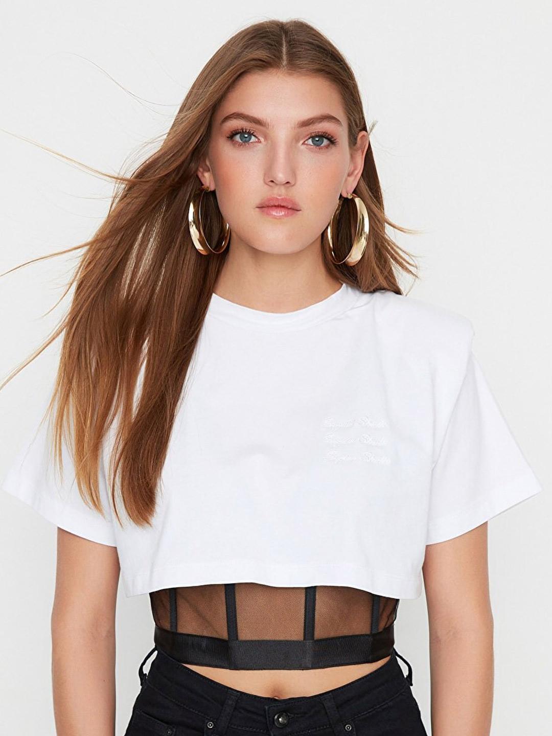 Buy Trendyol Women White Layered Crop Top - Tops for Women 20319700 ...