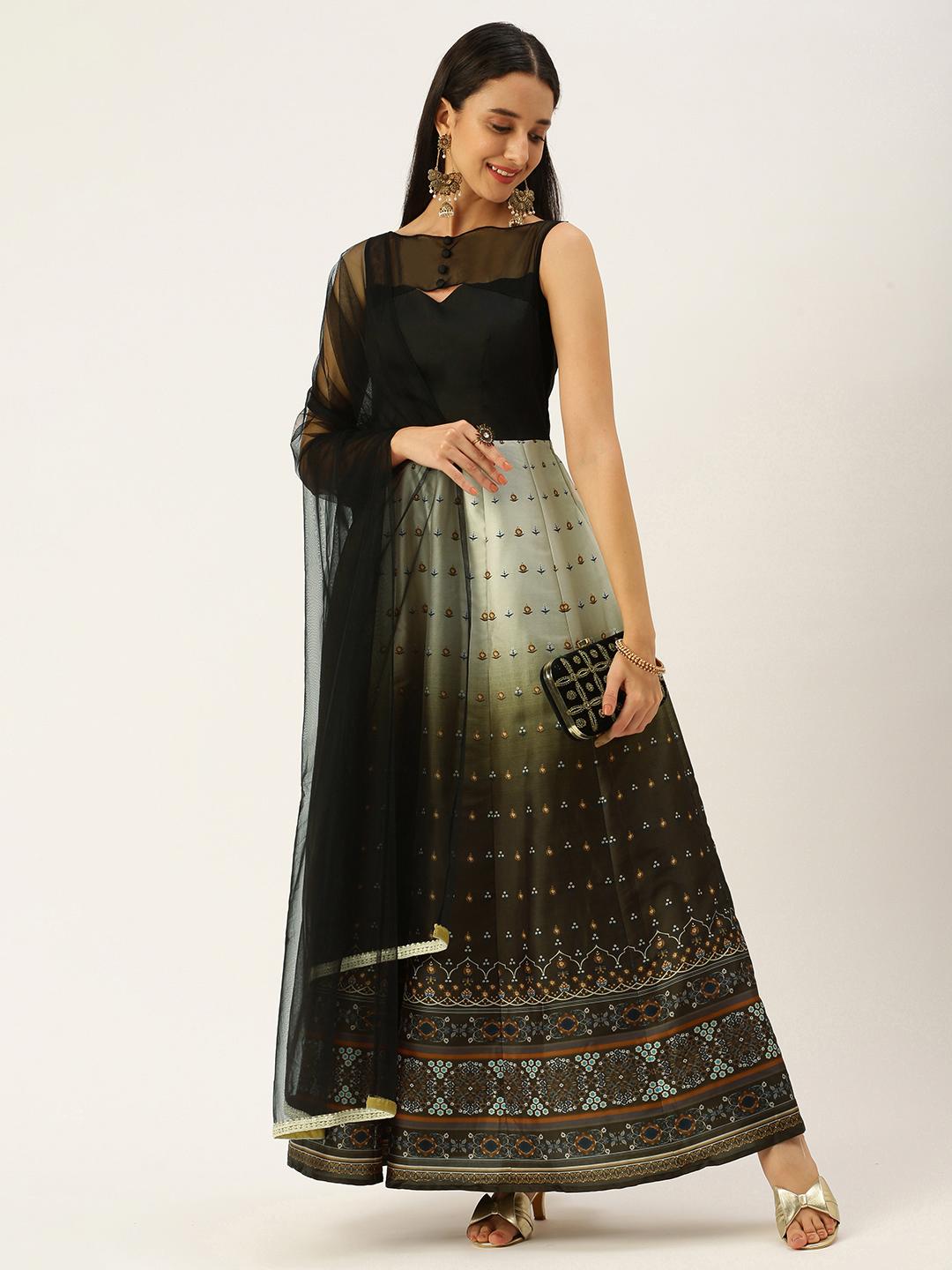 Buy Ethnovog Woman Taffeta Printed Anarkali Suit - Ethnic Dresses for Women 20323950 | Myntra