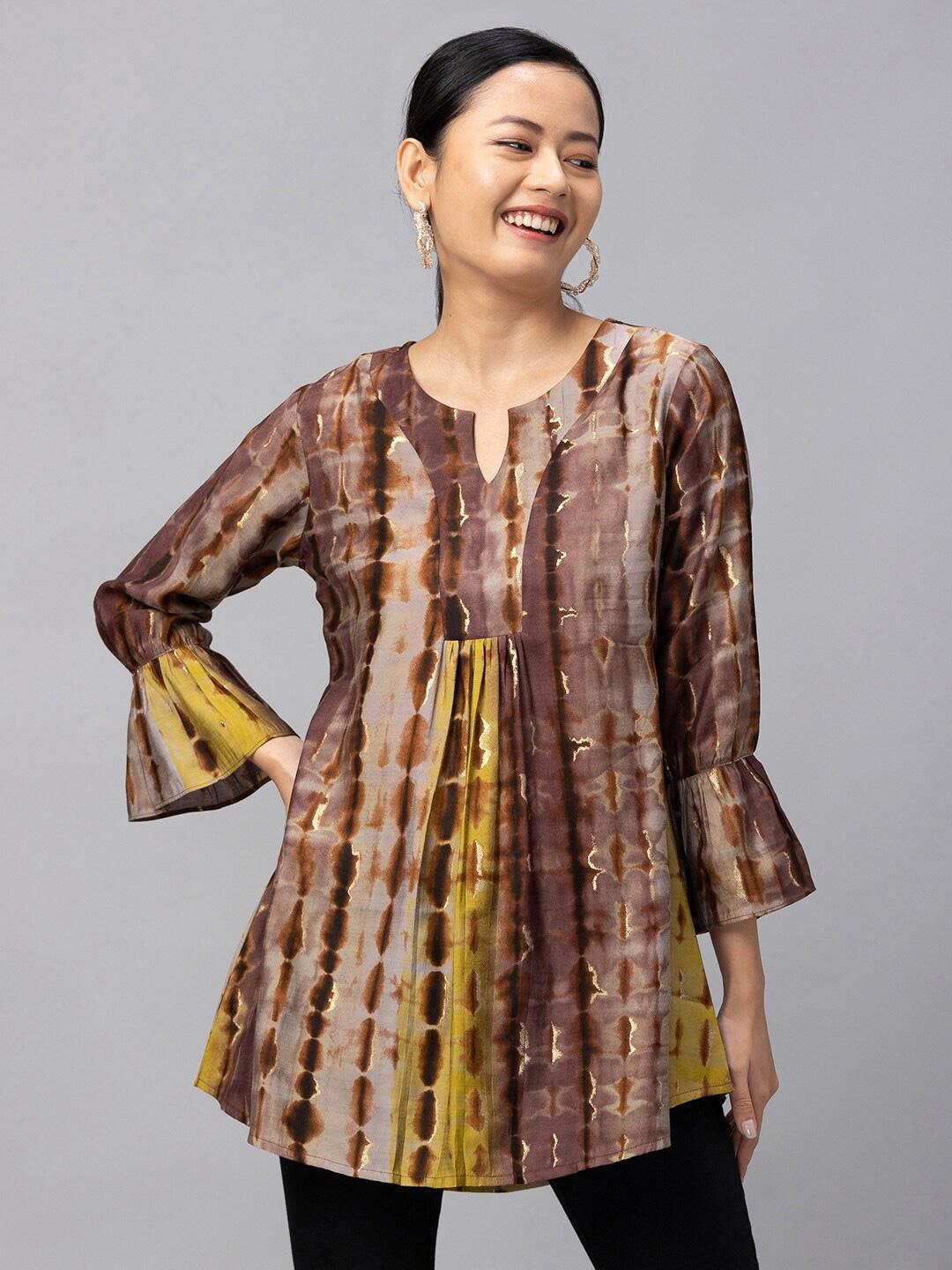Buy Sangria Brown & Yellow Tie And Dye Tunic - Tunics for Women ...