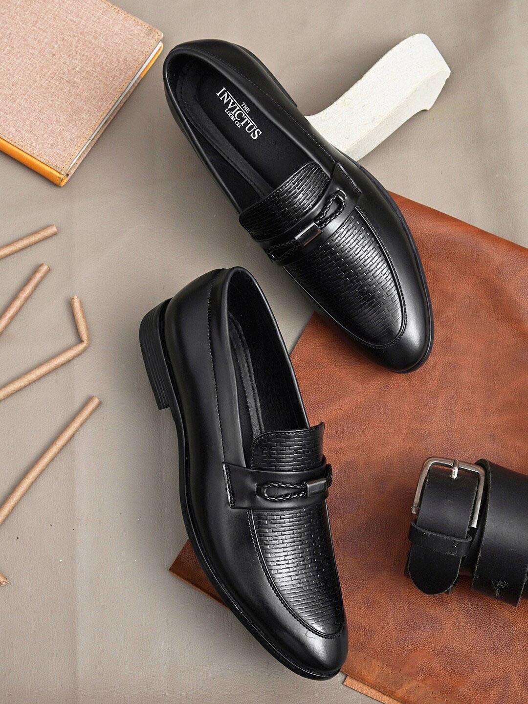 Buy INVICTUS Men Black Solid Formal Slip Ons - Formal Shoes for Men ...