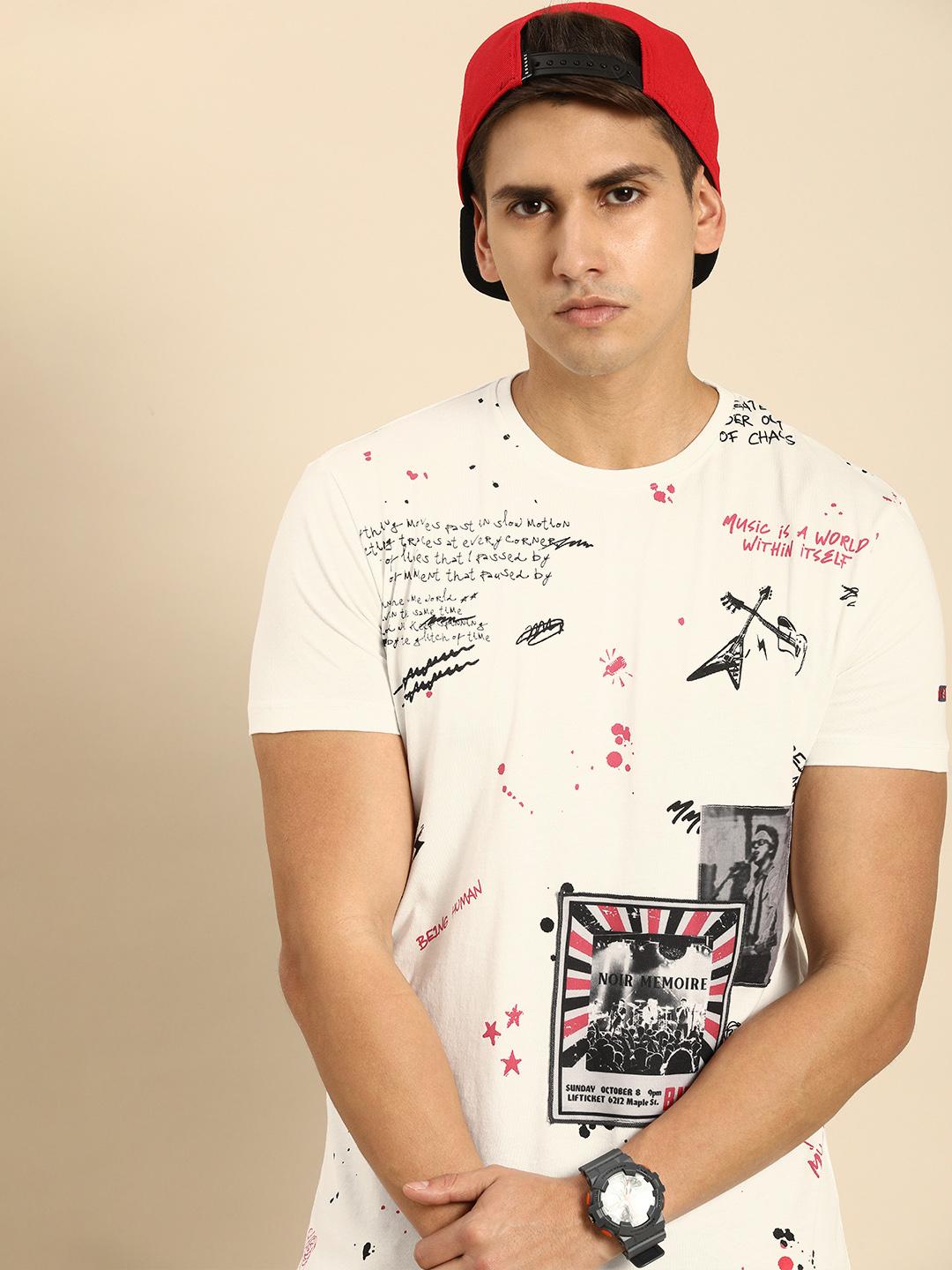 Buy Being Human Clothing Men Pure Cotton Printed Applique T Shirt ...