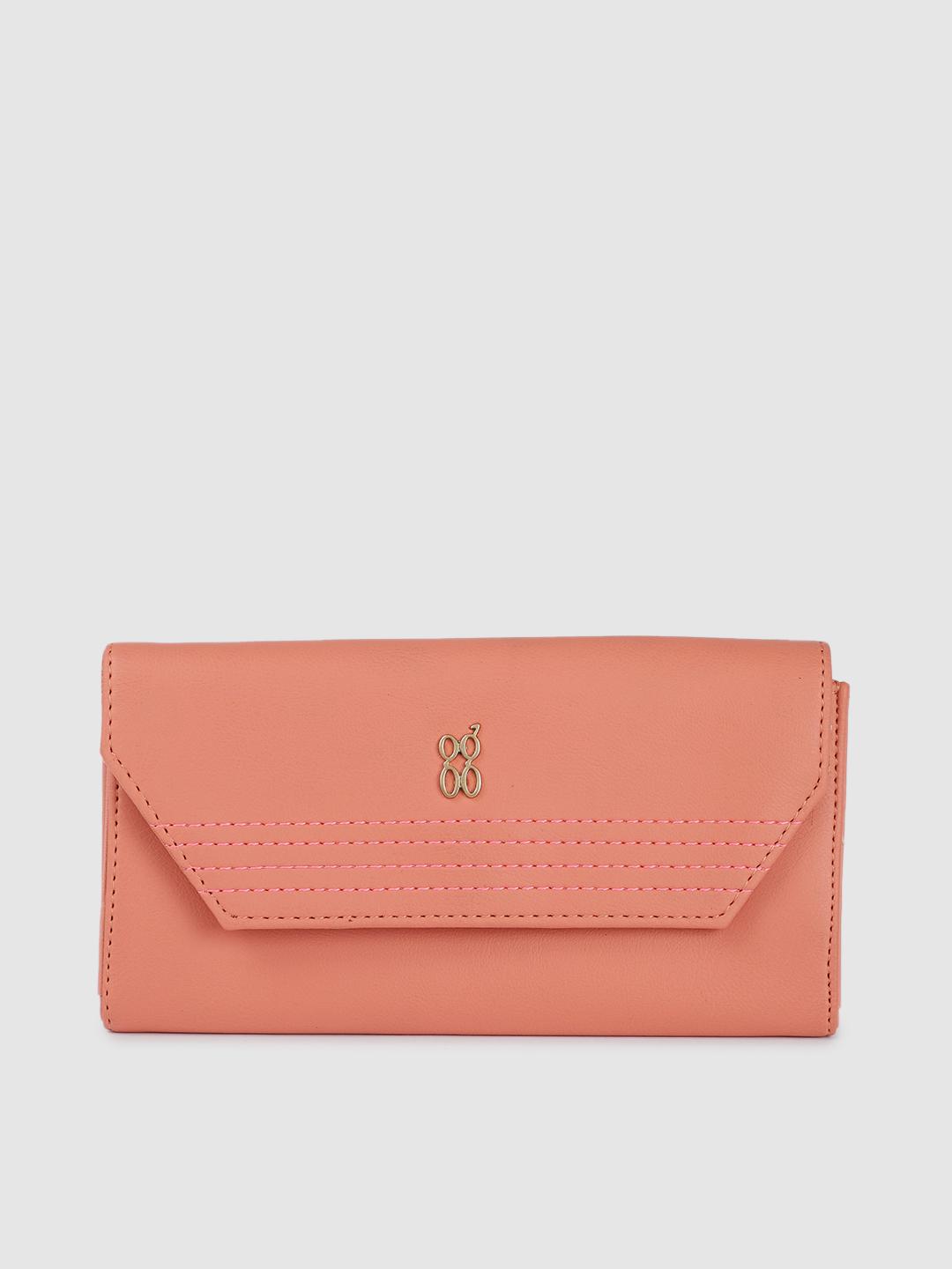 Buy Baggit Women Peach Coloured Solid Two Fold Wallet - Wallets for ...